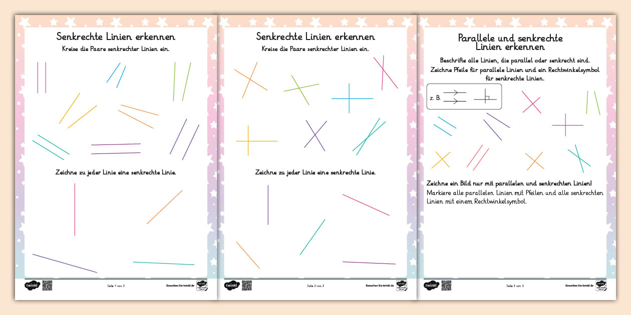 Parallele und Senkrechte Linien - Arbeitsblätter - Twinkl