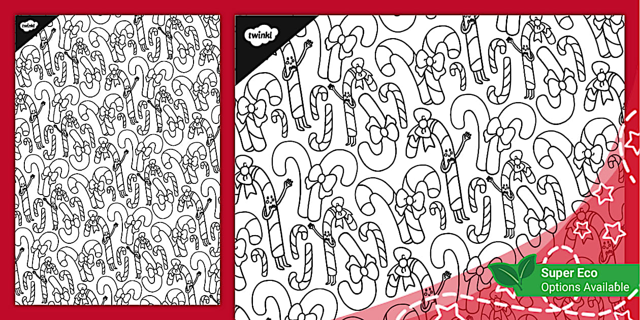 Christmas Candy Canes Doodle Colouring Page | Home Learning