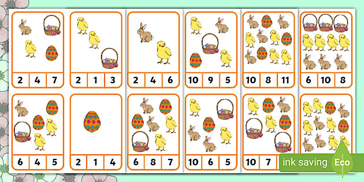 Spring Themed Peg Cards Counting Worksheet (teacher made)