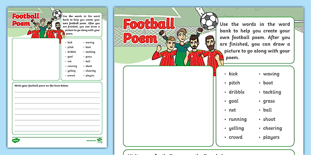 Football Poem Writing Template