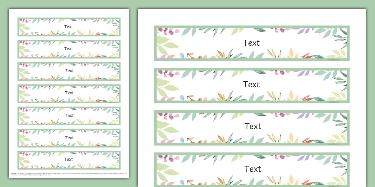 Colourful Botanical-Themed Editable Tray Labels - Twinkl
