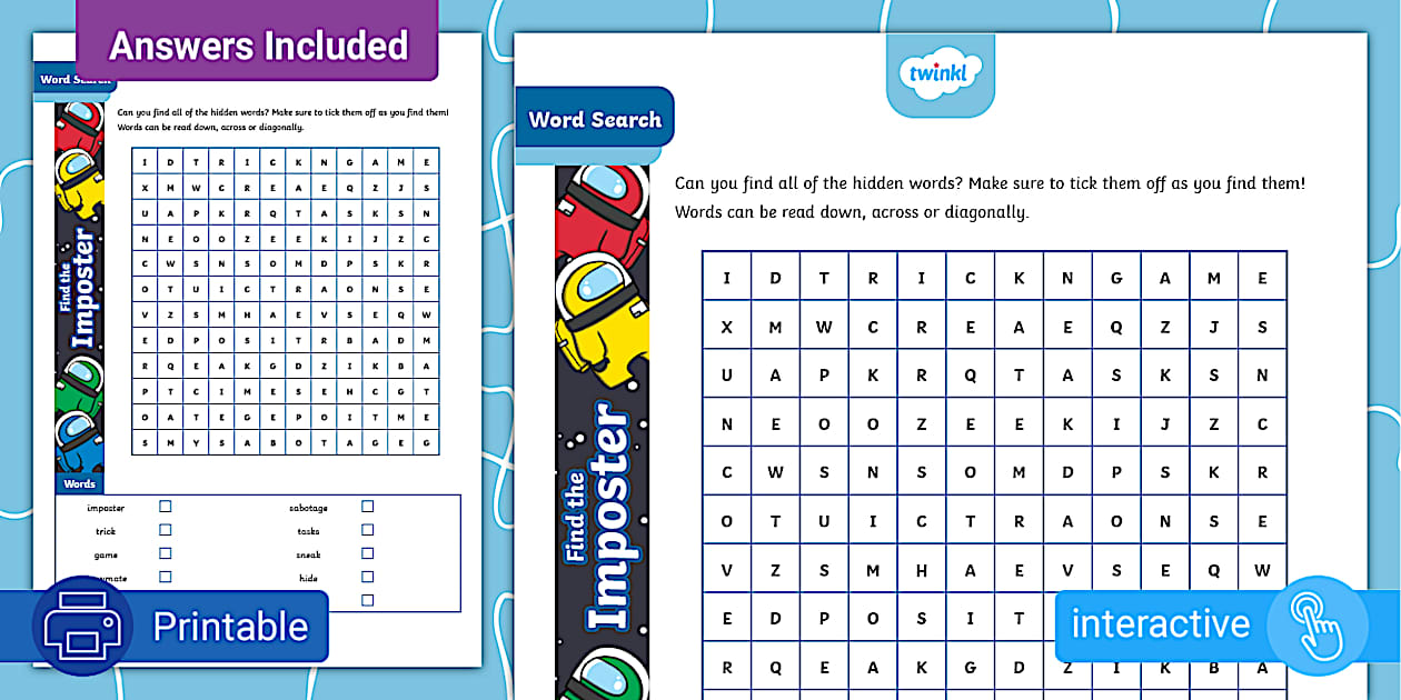 KS2 Find the Imposter - Interactive Word Search - Twinkl Puzzled
