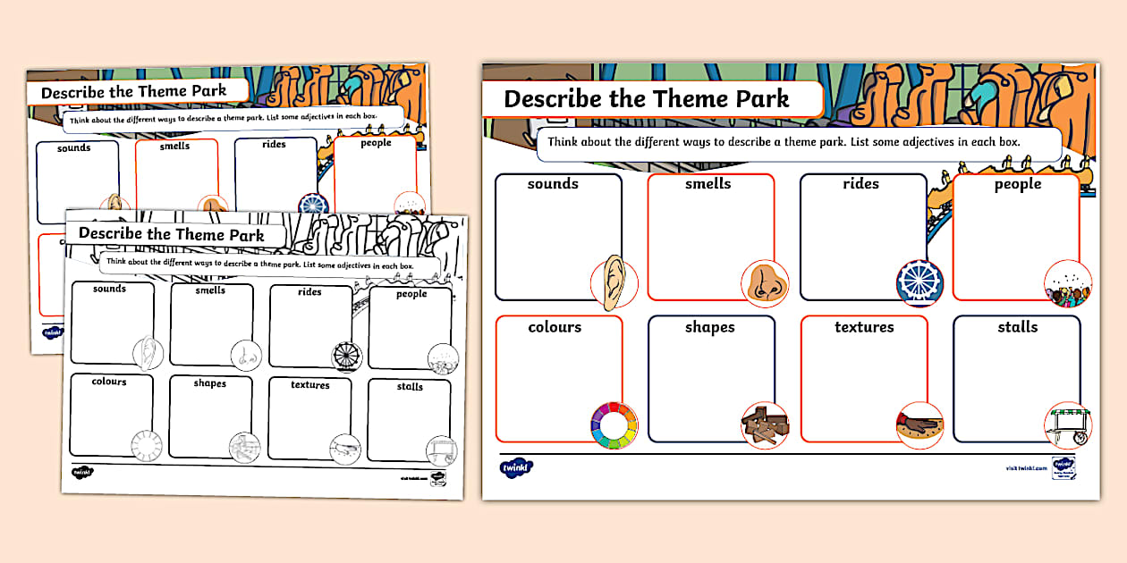 Theme Park Adjectives Worksheet