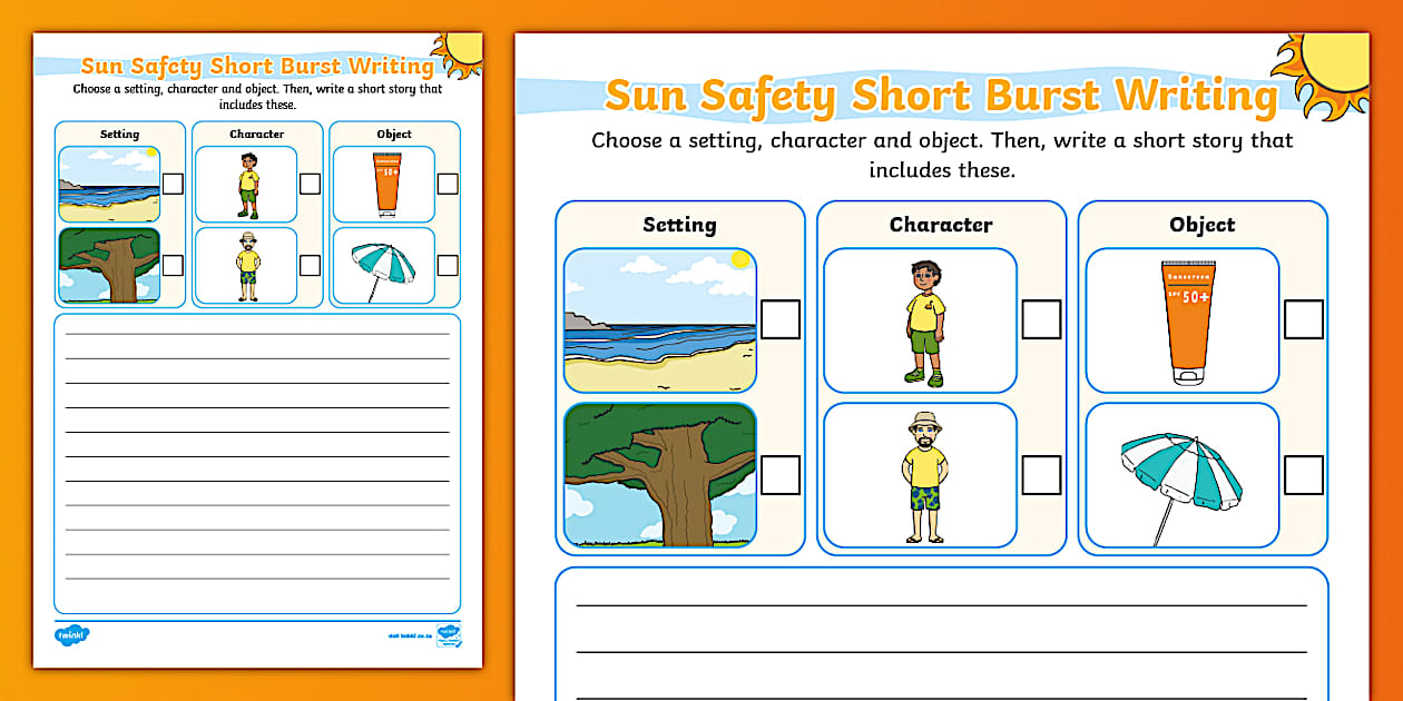 Sun Safety Short Burst Writing Template (Teacher-Made)