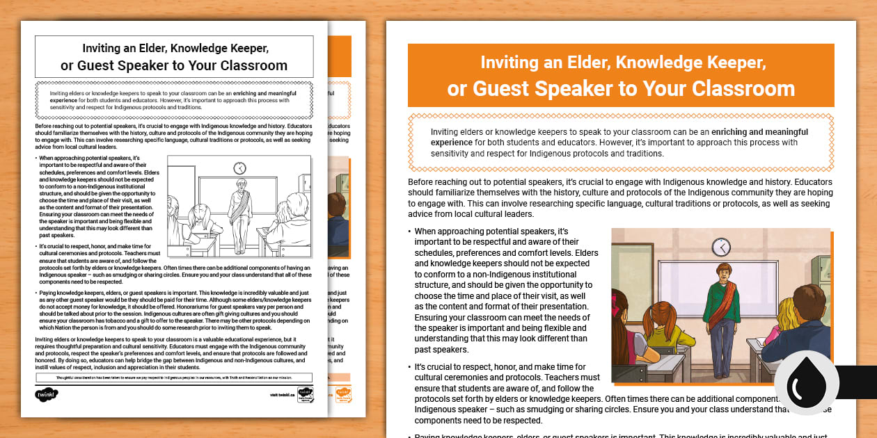 Inviting an Elder,Knowledge Keeper Speaker to Your Classroom