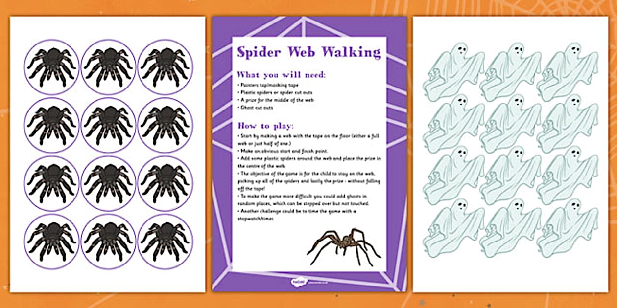 Spider Web Walking Halloween Party Game and Resource Pack