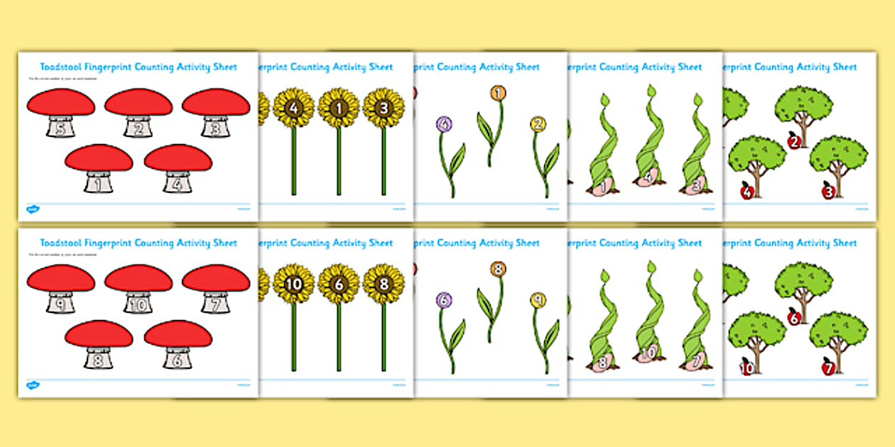 Plants and Growth Fingerprint Counting Worksheet / Worksheets Pack