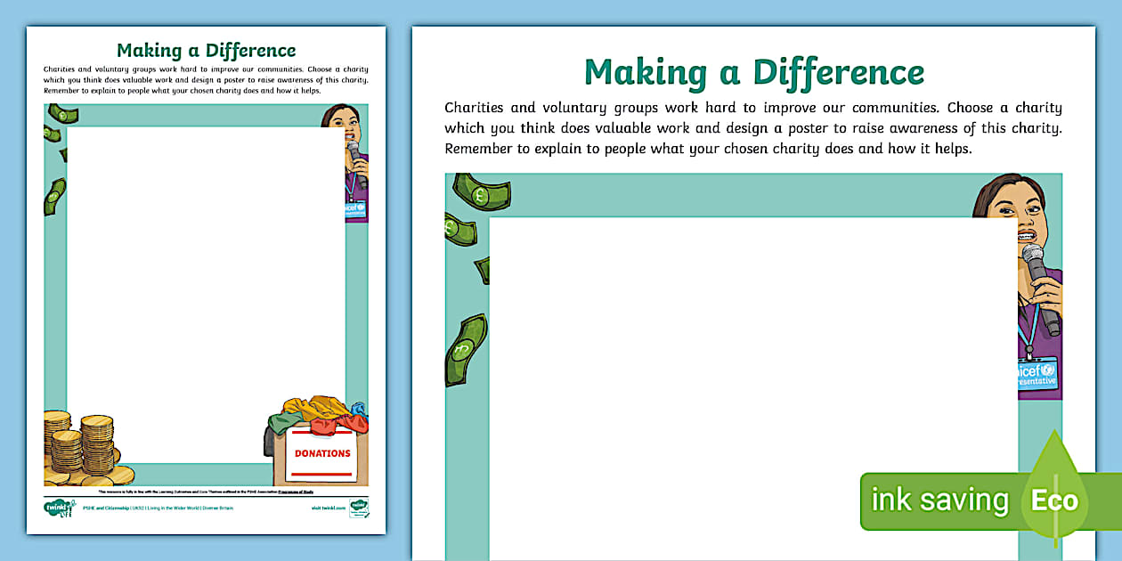 KS2 Making a Difference Poster Activity Sheet - Citizenship