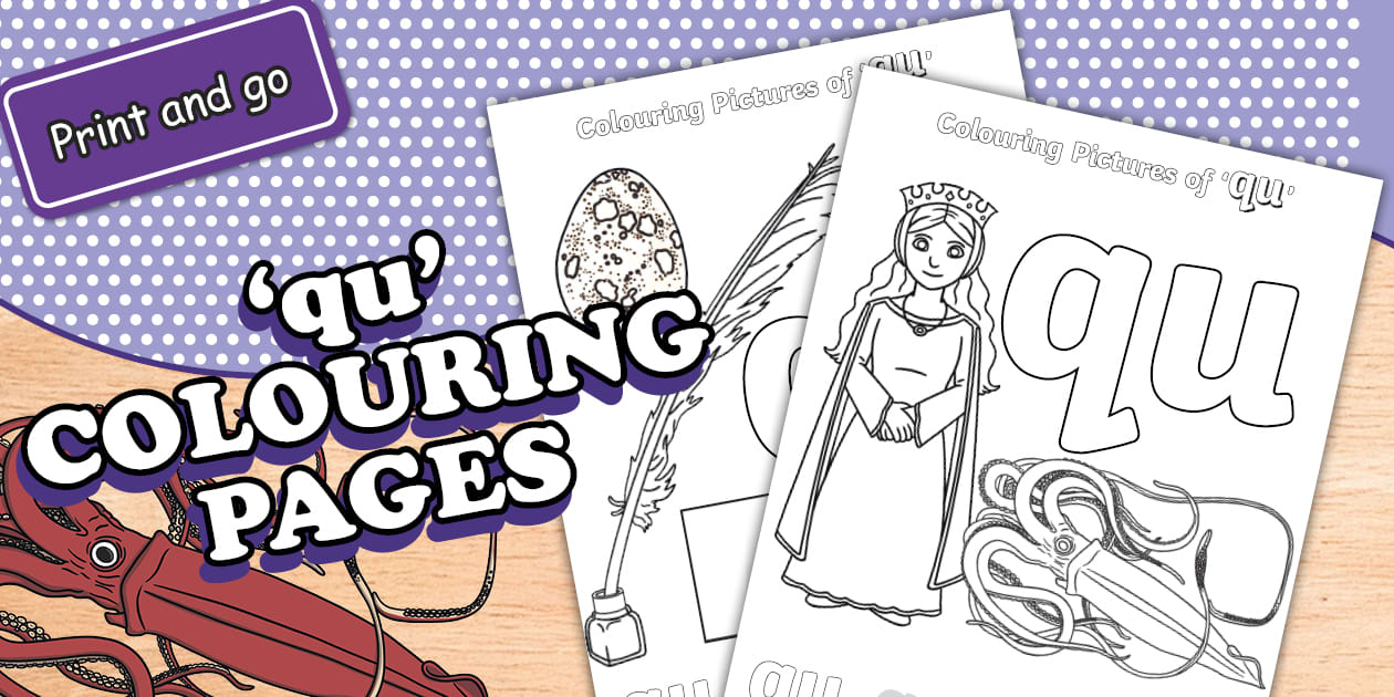 'qu' Colouring Pages