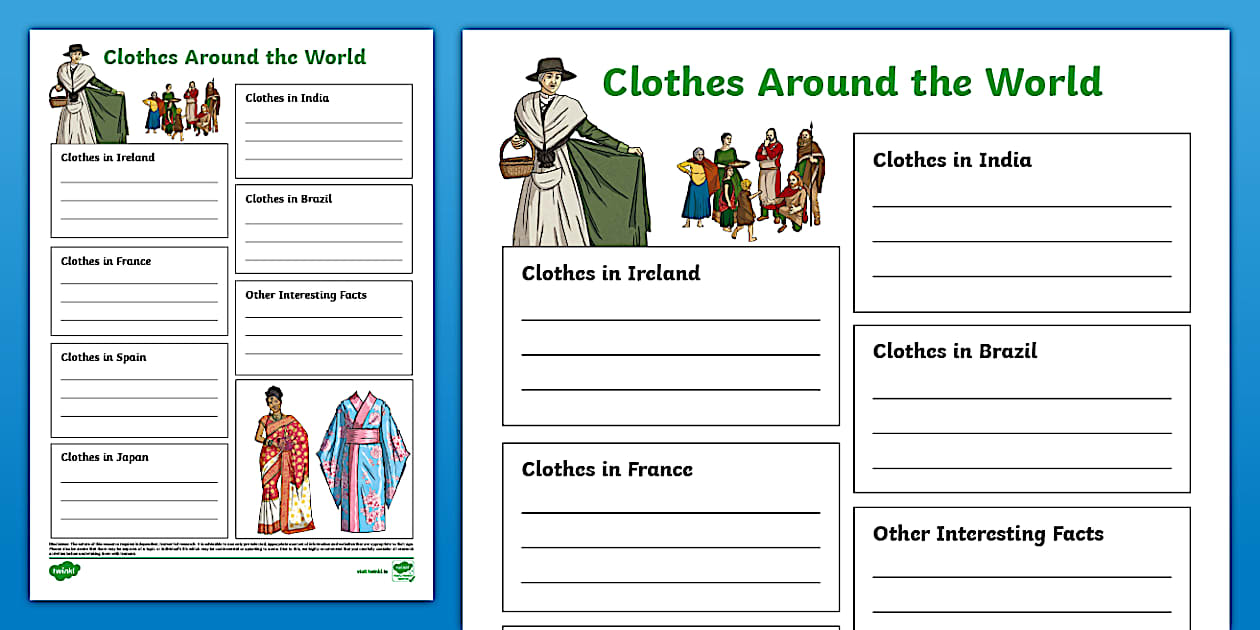 Clothes Around the World Fact File Template - Twinkl