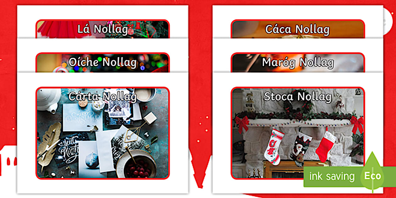 Christmas Aistear Photo Display Posters Gaeilge - Twinkl