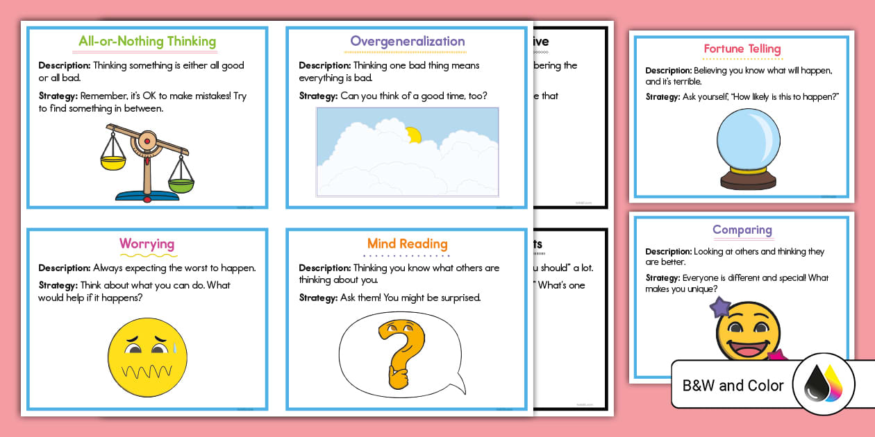 Thinking Errors Task Cards for 1st-2nd Grade (teacher made)
