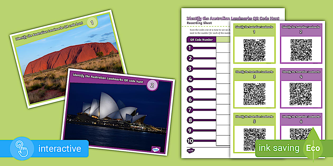 Identify the Australian Landmarks QR Code Hunt - Twinkl
