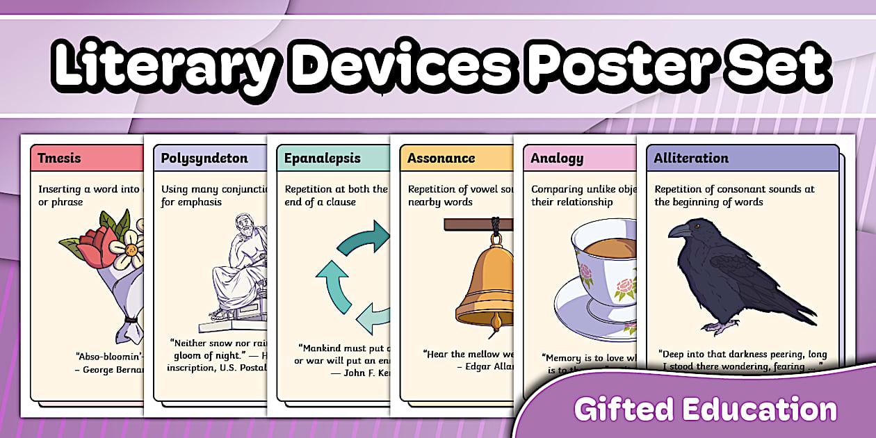 Advanced Literary Devices Poster Set for Gifted Education