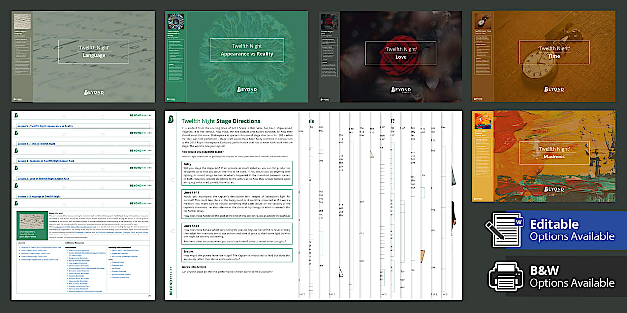 Twelfth Night Whole Unit Pack | GCSE | Beyond English