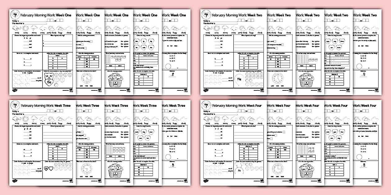 First Grade February Morning Work Bundle (teacher made)