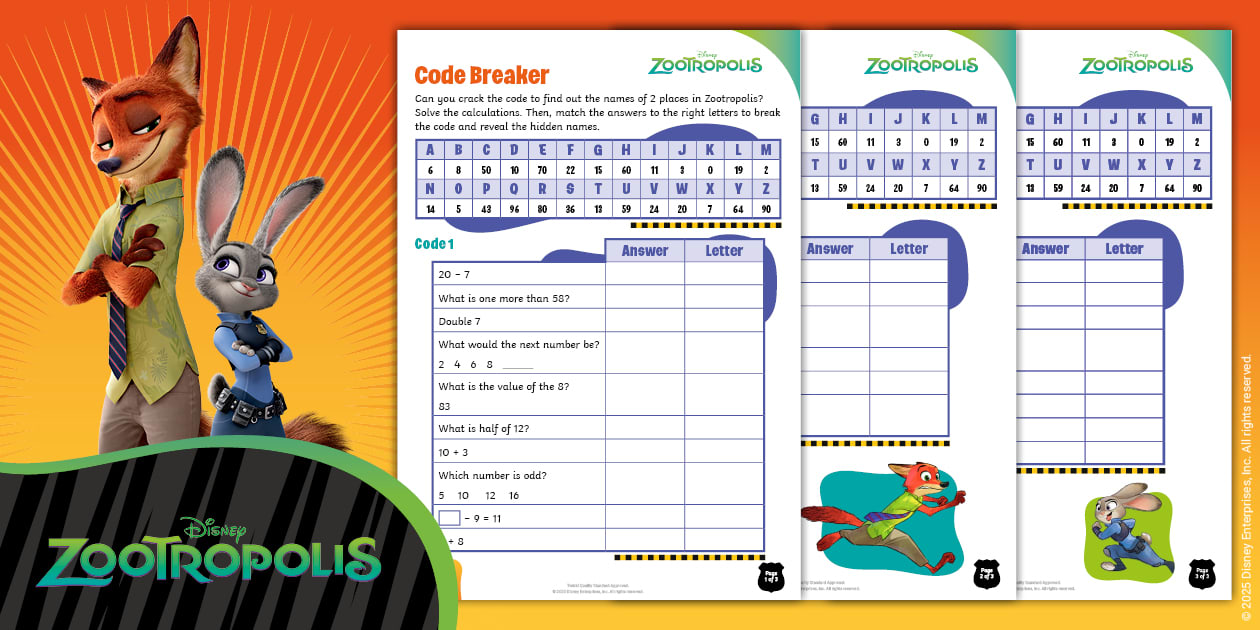 👉 Zootropolis: Maths Code Breaker [Ages 5-7]