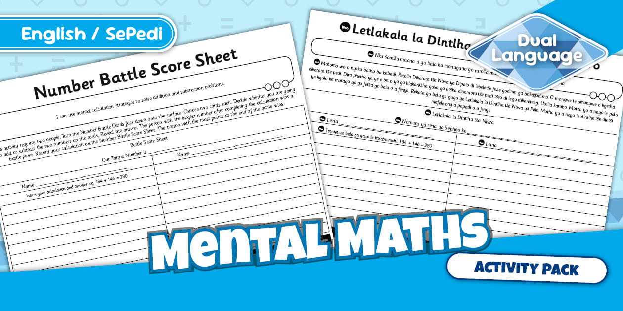 Grade 5 Mental Maths Activity Pack-Sepedi