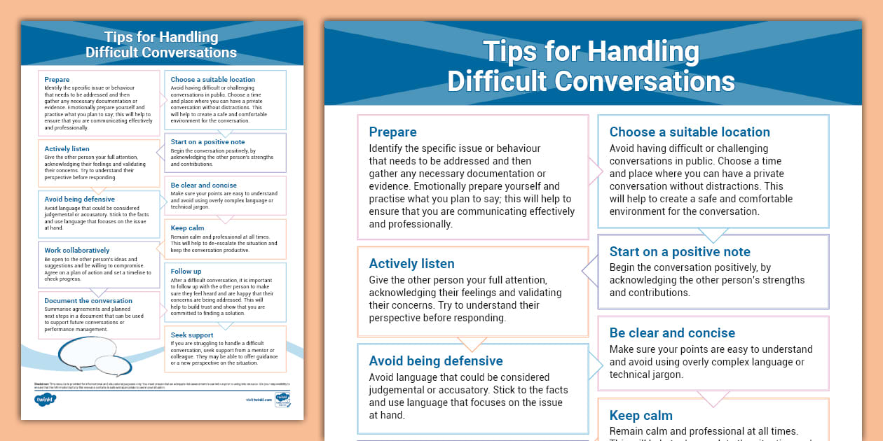 Tips for Handling Difficult Conversations - Twinkl