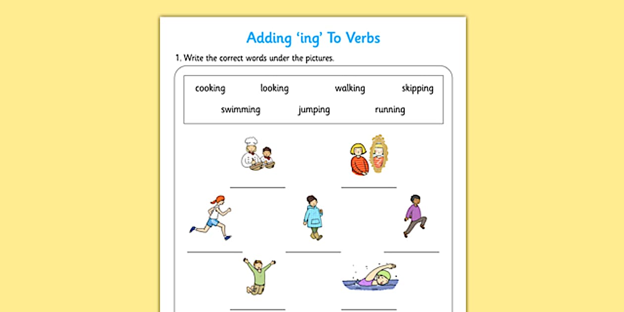 Present Continuous - Adding '-ing' to Verbs Activity - ESL Grammar ...