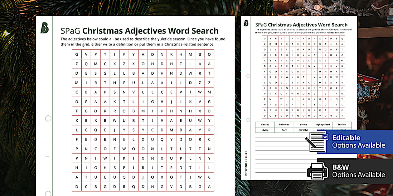 Christmas Adjectives Word Search | KS3 | Beyond English