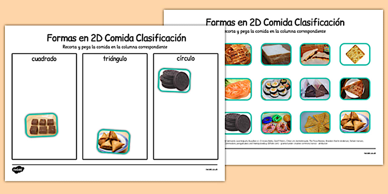 Formas en 2D Food Sorting Spanish (creat de profesori)