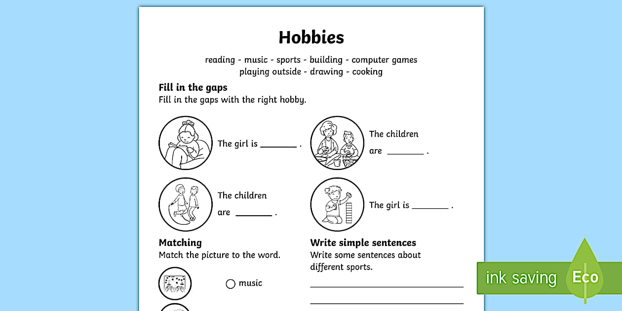 Editable Hobbies Worksheet (teacher made) - Twinkl