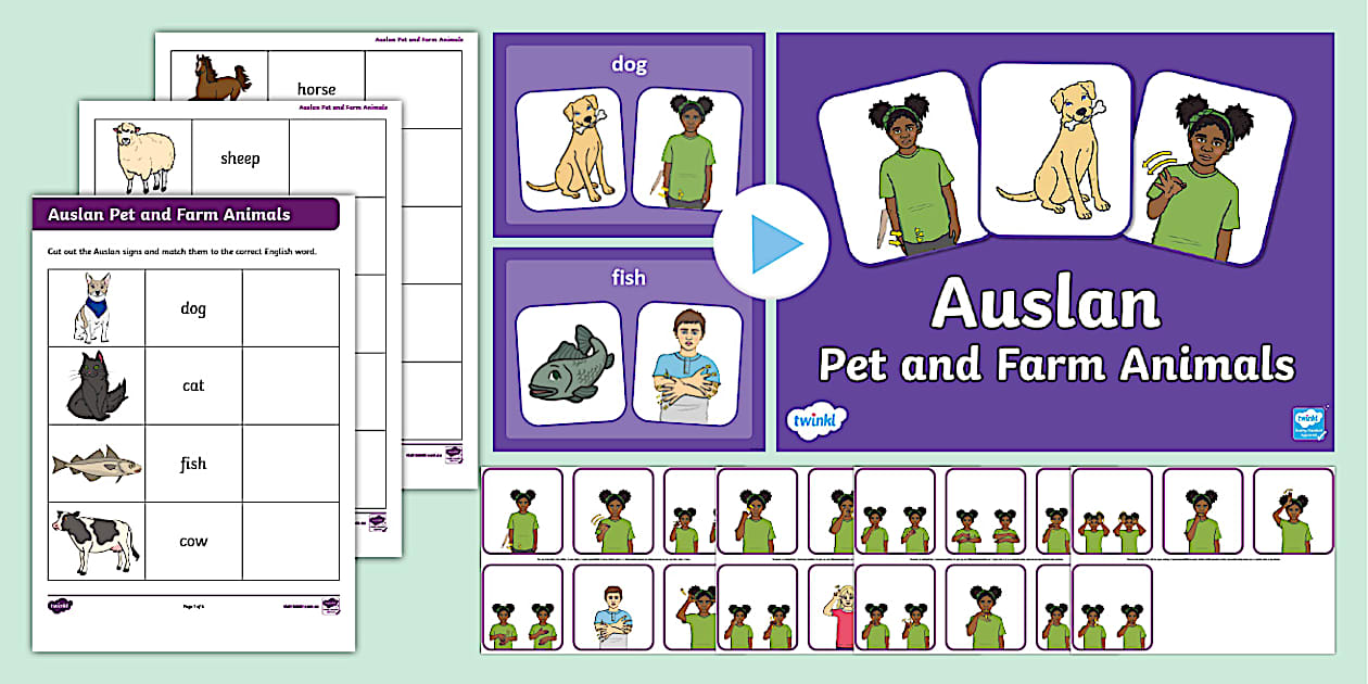 Auslan Pet and Farm Animal Pack (teacher made) - Twinkl