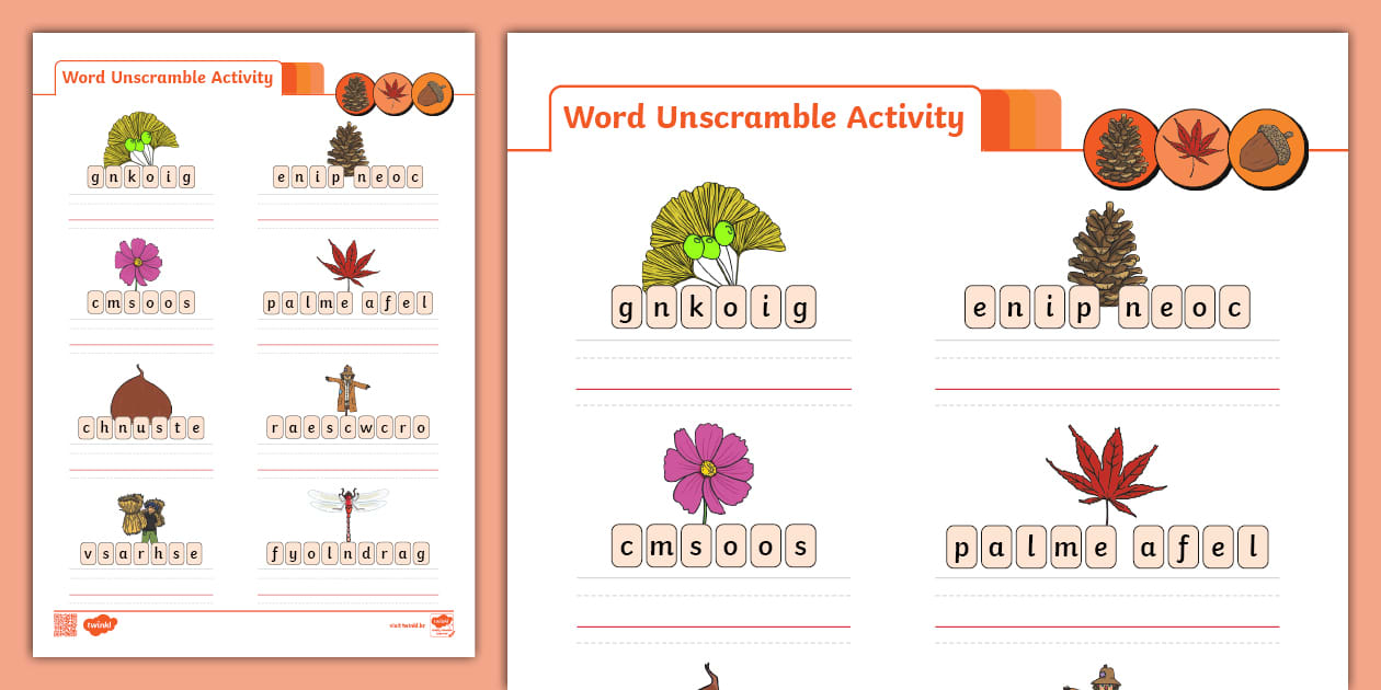10 Teacher I Am Done ⅼ Autumn Word Unscramble Activity