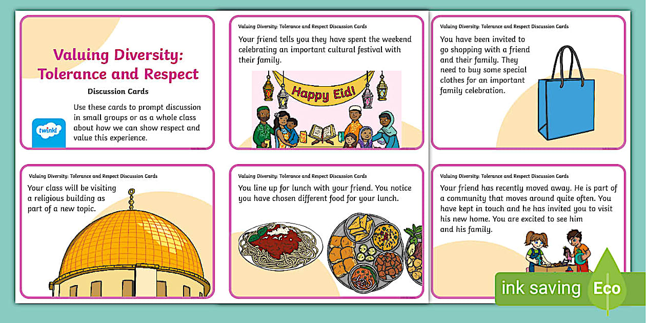 Valuing Diversity KS1 Tolerance and Respect Discussion Cards