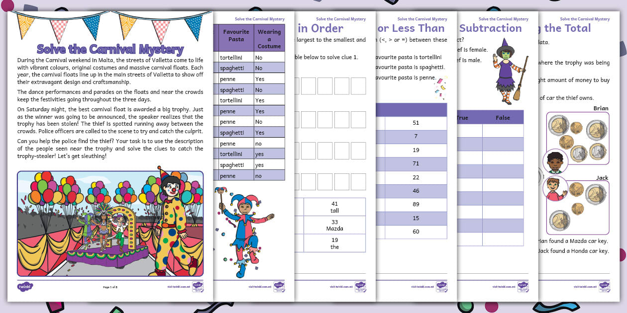Year 3 Maths l Solve the Carnival Mystery (teacher made)