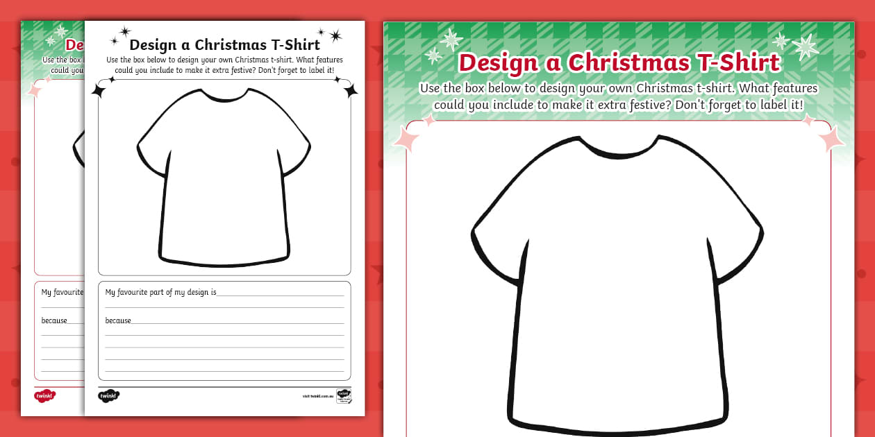 Design a Christmas T-Shirt Worksheet (Teacher-Made) - Twinkl
