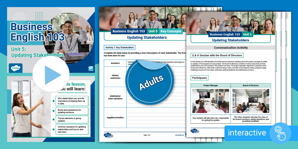 ESL Business English 103: Unit 5 (Teacher-Made) - Twinkl