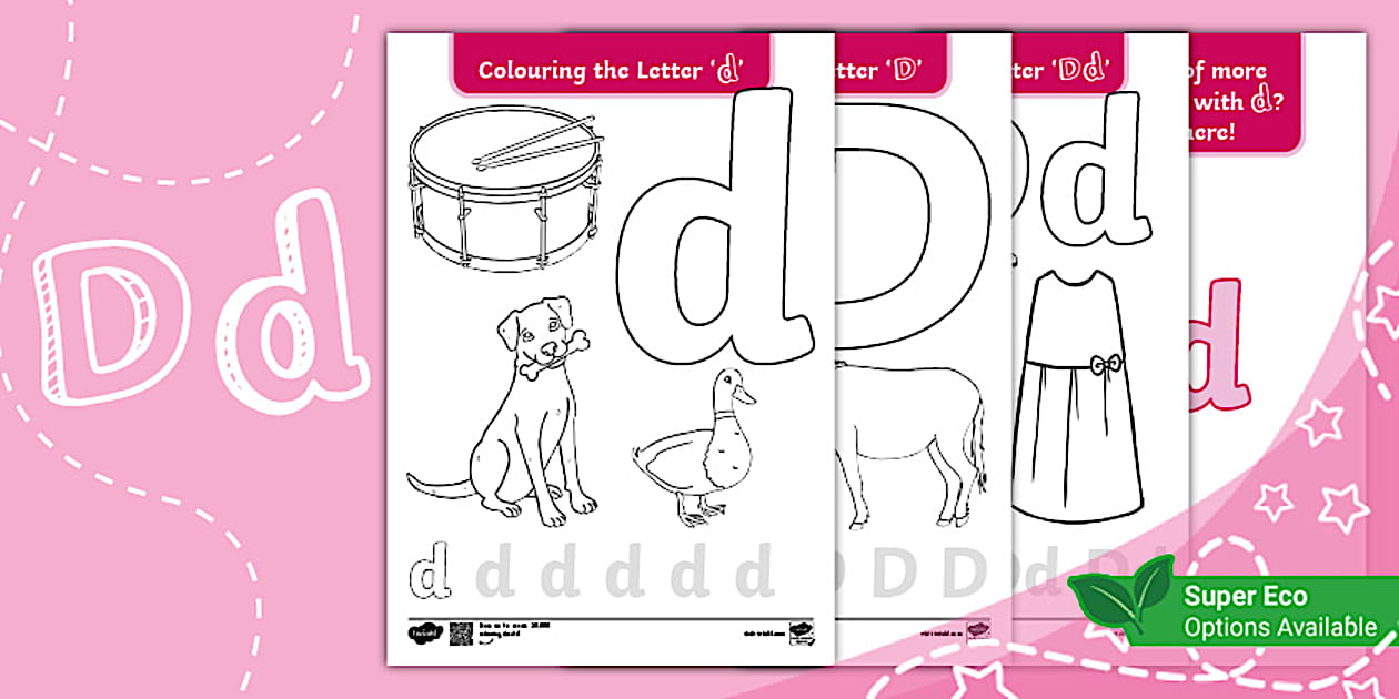 Letter D Colouring Pages (teacher made) - Twinkl