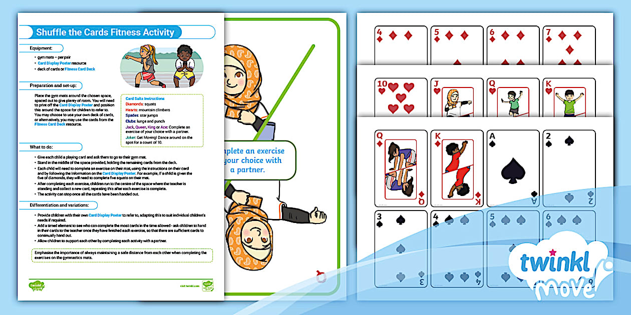 Deck of Cards PE Game - Shuffle the Cards Activity - Twinkl