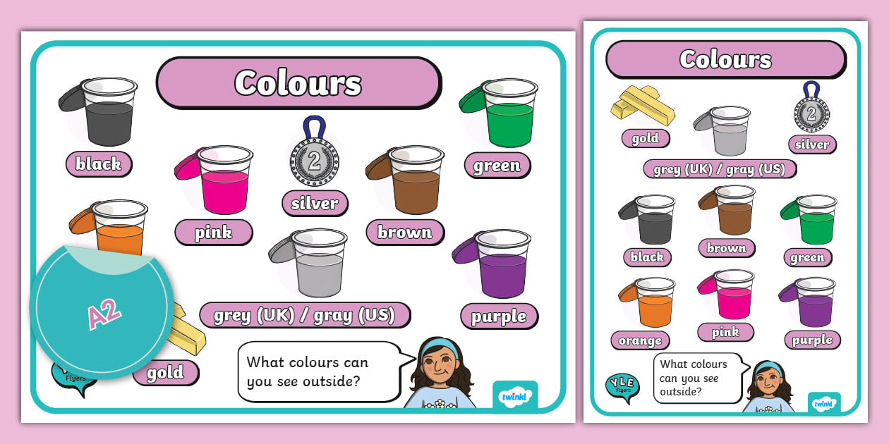 YLE Flyers - Colours Vocabulary Poster (Teacher-Made)