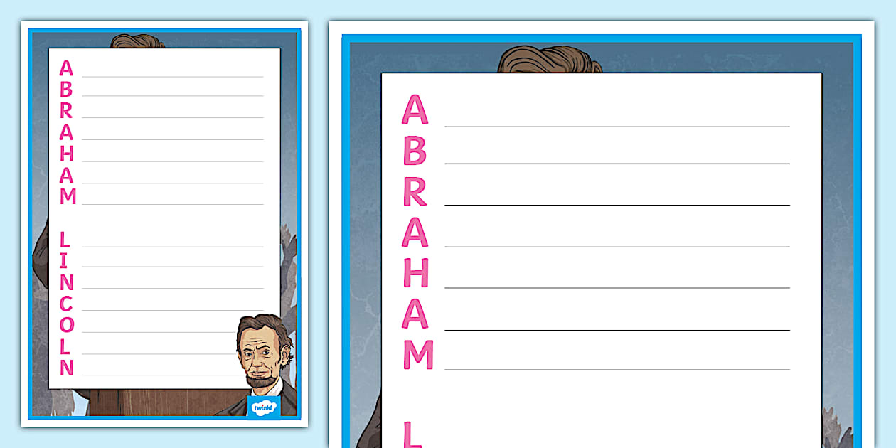 Acrostic Poem of Abraham Lincoln Template (teacher made)