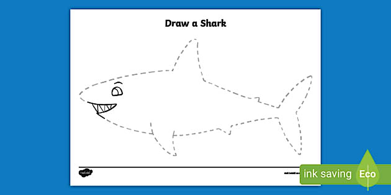 Draw a Shark Pencil Control Activity (teacher made) - Twinkl