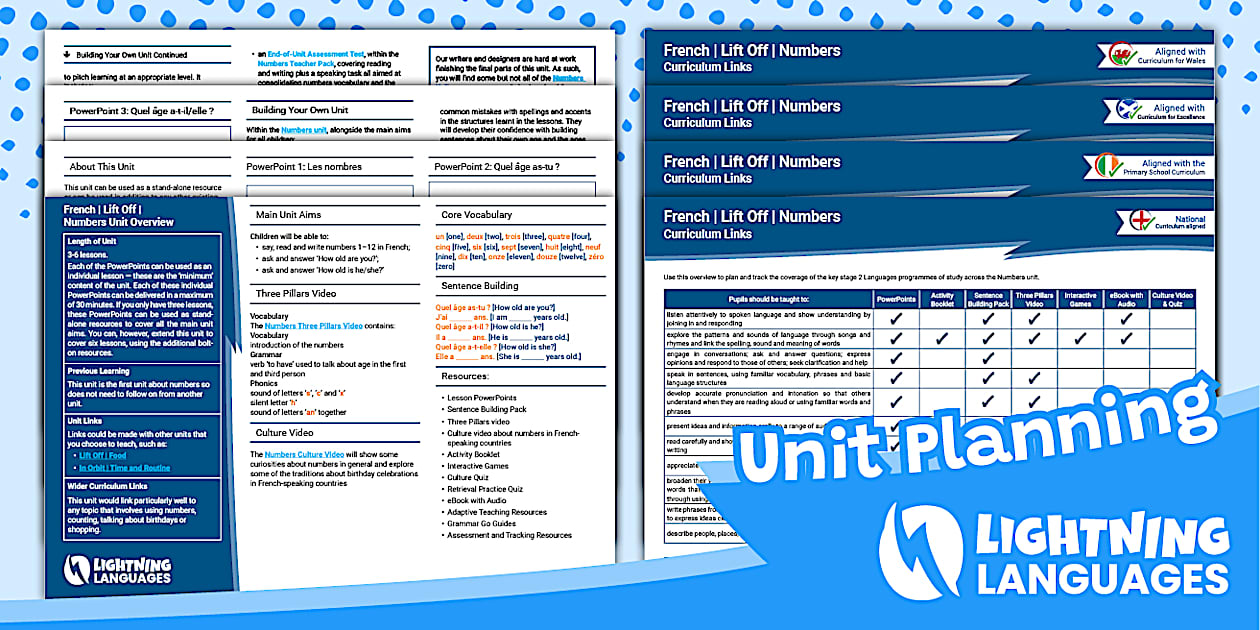 👉 Lightning Languages French Numbers Planning - Twinkl
