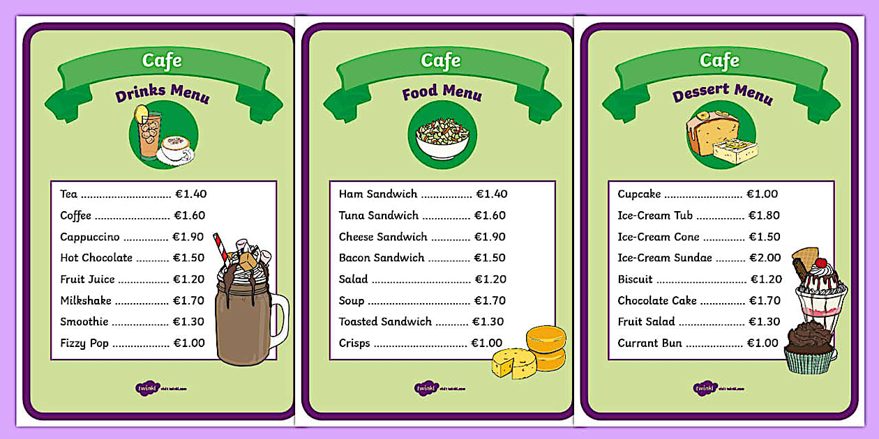 Euro Cafe Menu Posters (teacher made) - Twinkl