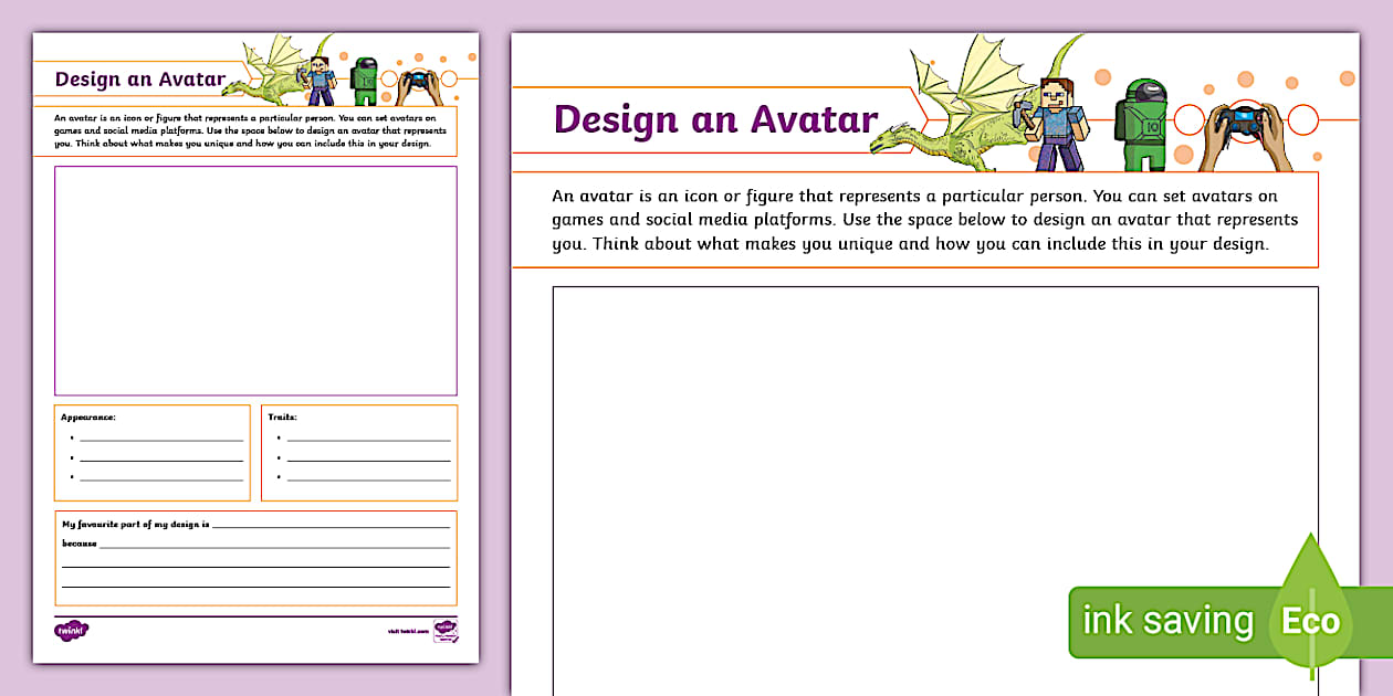 Design an Avatar Activity Sheet (teacher made) - Twinkl