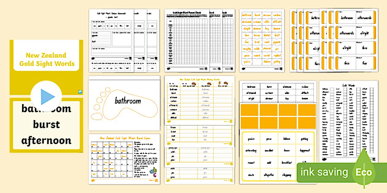 New Zealand Gold Sight Words Resource Pack