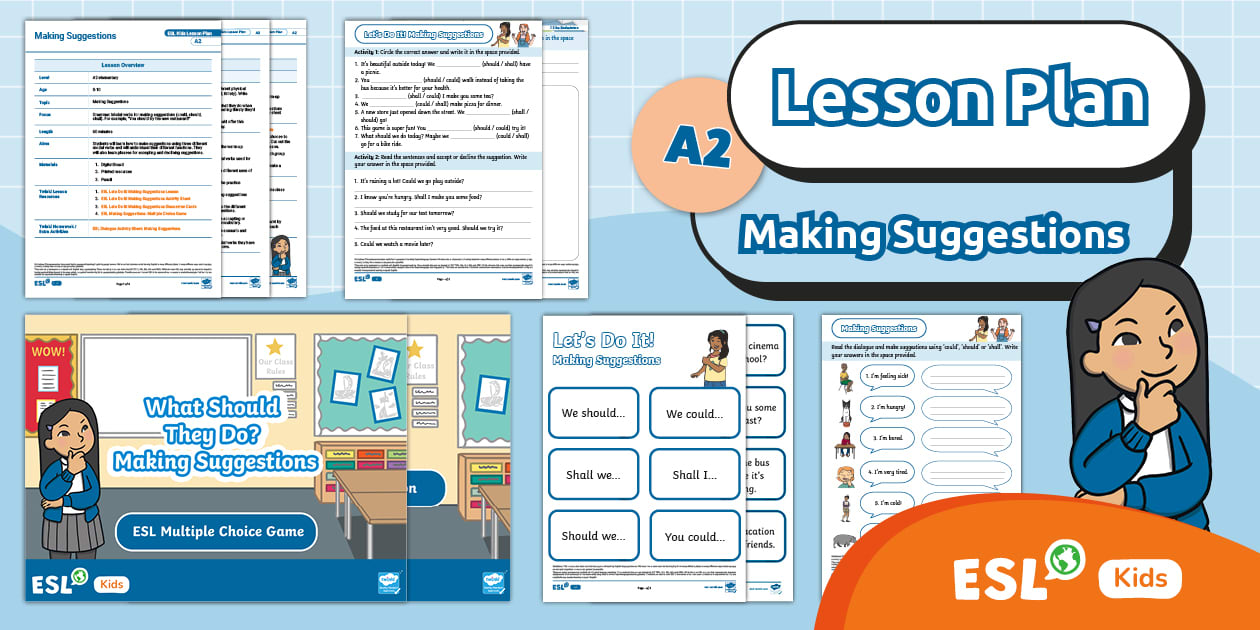 ESL Making Suggestions Lesson Plan {Kids}