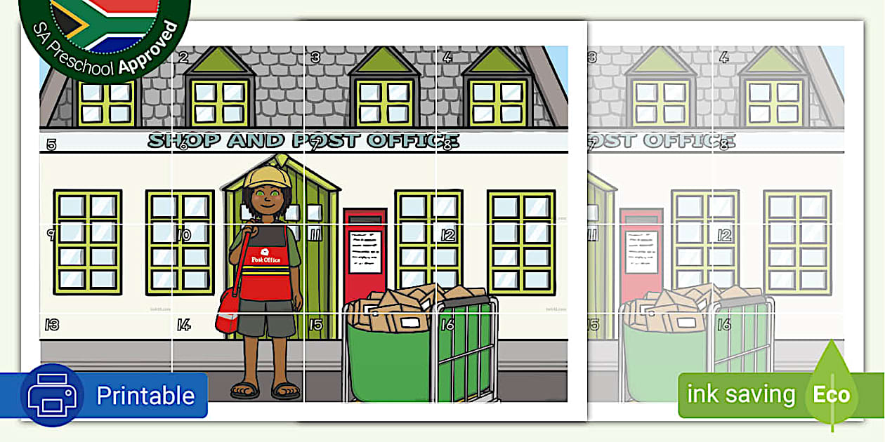 Post Office Sticker Puzzle (teacher made) - Twinkl