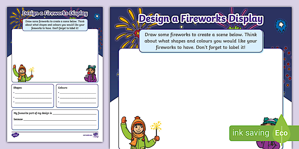 Design a Fireworks Display Worksheet (teacher made) - Twinkl