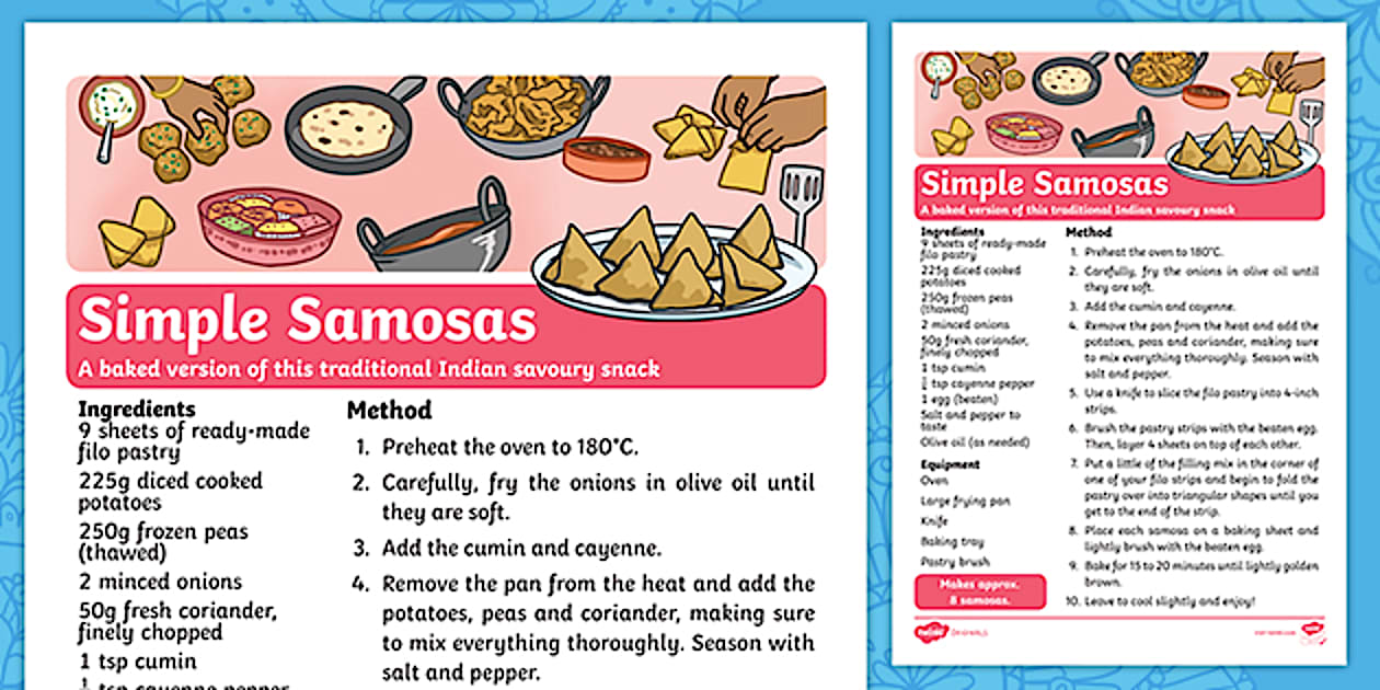 Simple Vegetarian Samosa Recipe (teacher made) - Twinkl