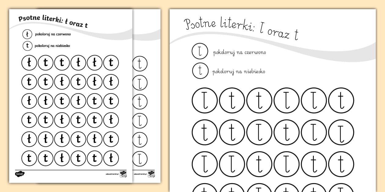 Literki: ł i t | Kolorowanka | Litery kształtopodobne
