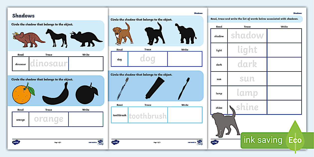 Shadows Worksheets (teacher made) - Twinkl