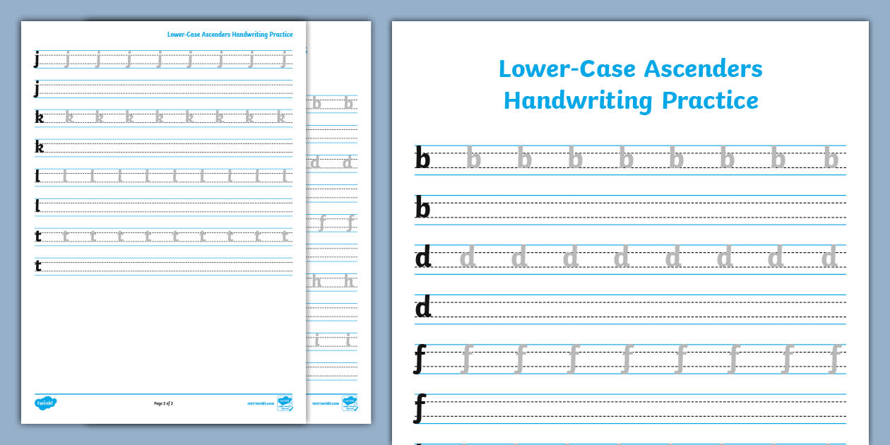 Lower-Case Ascenders Handwriting Practice Worksheets