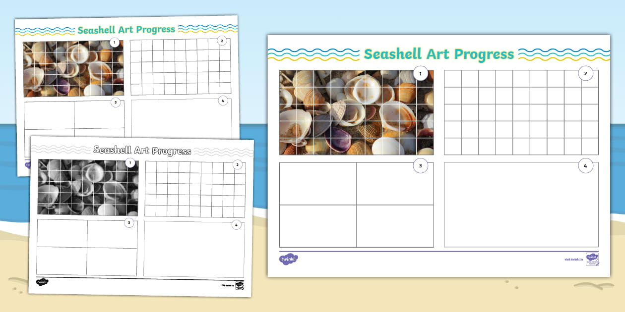 Seashell Art Progress Template (teacher made) - Twinkl